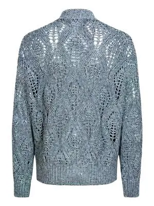 Eleventy Pointelle Knit Button-up Cardigan - Blue