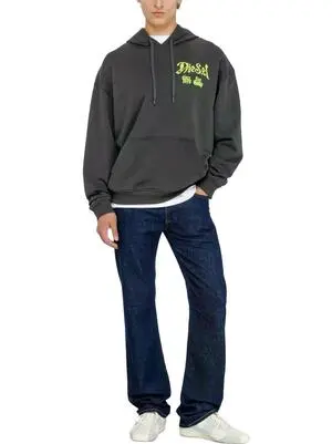 DIESEL® Organic Cotton Hoodie With Flocked Graphics - Grey