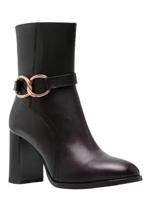 SERGIO MORETTI FIRENZE Leather Ankle Boots - Black
