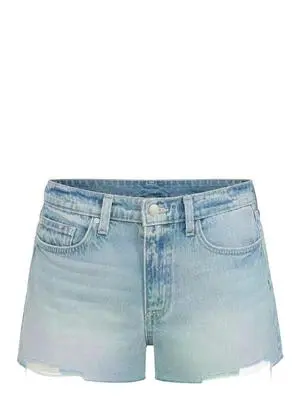 L'Agence Clark Distressed Raw-edge Denim Shorts - Blue