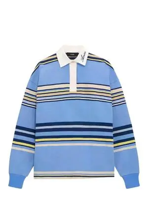 Amiri Striped Oversized Long-sleeve Polo - Blue