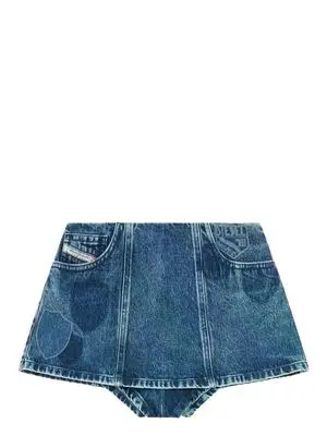 DIESEL® Denim Peplum Shorts With Shadow Patches - Blue