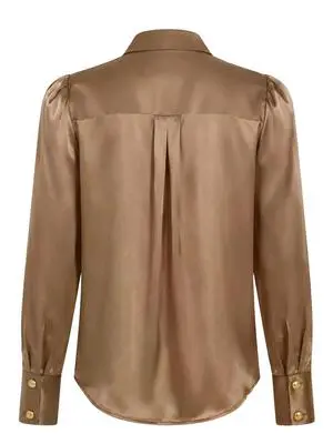 L'Agence Brown Satin Pussy-bow Blouse - Neutrals