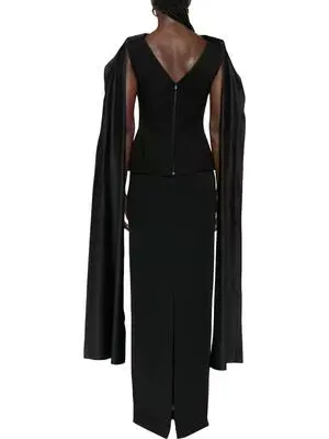 Solace London Annie Cape Detail Sleeveless Maxi Dress - Black