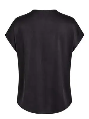 Vince Silk V-neck Blouse With Pleated Detailing - Black
