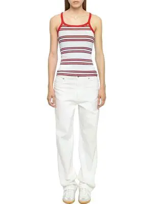 Zadig&Voltaire Albao Striped Cotton Blend Tank Top - Blue