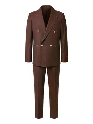 FRANZESE COLLECTION Double-breasted Wool Suit - Brown