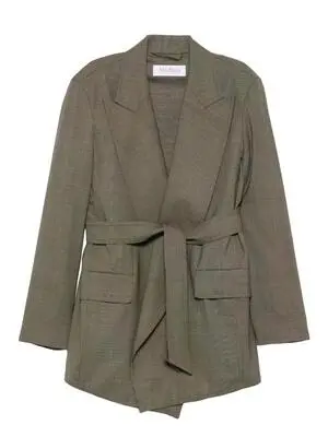 Max Mara Checked Belted Blazer - Brown