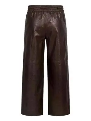 GIORGIO BRATO Leather Palazzo Pants - Brown