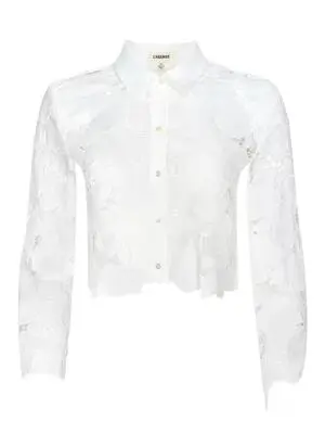 L'Agence Ivory Floral Lace Embroidered Shirt - Neutrals