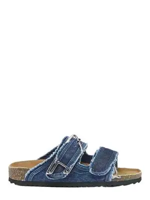 DIESEL® D-buckle Raw-cut Denim Sandals - Blue