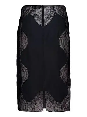 TOM FORD Lace-panelling Midi Skirt - Black