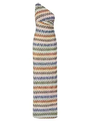 Missoni Zigzag Knit One-shoulder Dress - Blue