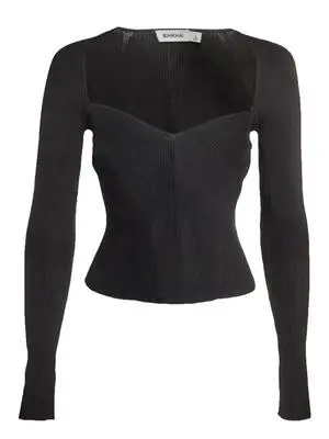 Zimmermann Giuliana Sweetheart Neck Sweater - Black