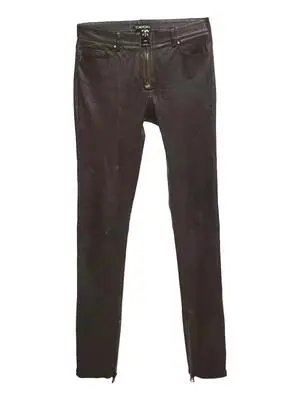 TOM FORD Lambskin Leather Trousers - Brown