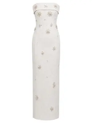 GUSHKA Blush Petals Jacquard Embellished Column Gown - Pink
