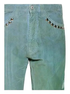 MARKING DISTANCE Stud-embellished Corduroy Trousers - Blue