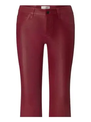 FRAME Leather Flared Trousers - Red
