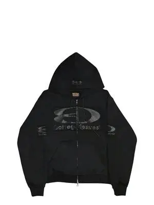 BOTTEGA DESIRES Logo-patch Full-zip Hoodie - Black