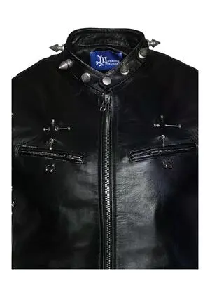 MARKING DISTANCE Studded Leather Vest - Black