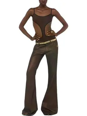 Roberto Cavalli Metallic Flared Jeans - Brown