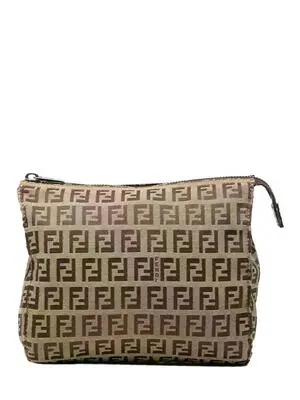 Fendi Zucchino Canvas Pouch - Neutrals