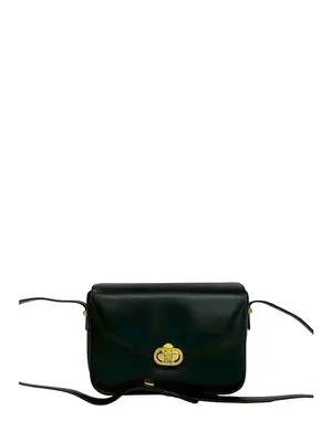 Celine Leather Triomphe Crossbody Bag - Black