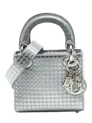 Dior Lady Micro Cannage Satchel - Silver