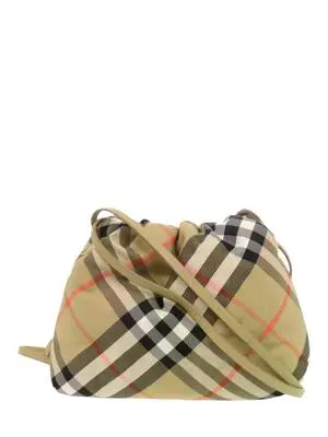 Burberry Supernova Check Nylon Drawstring Pouch Crossbody Bag - Neutrals