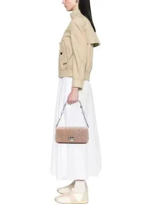 Miu Miu Matelassé Nappa Crystal Chain Satchel - Brown
