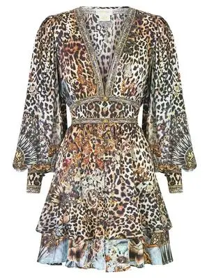 Camilla Leopard-print Mini Dress - Neutrals
