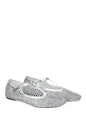 STRATEGIA SHOES Astra Rhinestone-embellished Ballet Flats - Silver