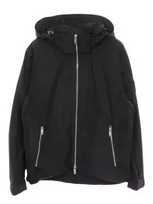 Burberry Zip-up Hooded Jacket With Logo Patch - Black