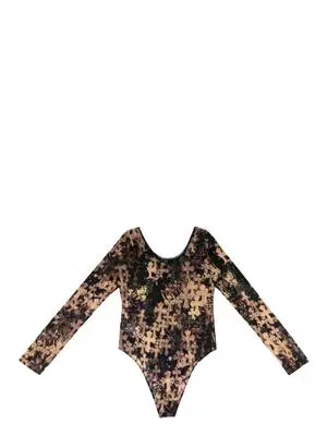 CHROME HEARTS Chrome Hearts Sheer Mesh Bodysuit With Cross Print