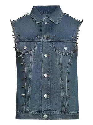 MARKING DISTANCE Studded Denim Vest - Blue