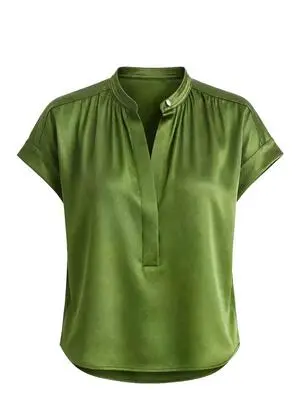 Vince Pleated Satin Blouse - Green
