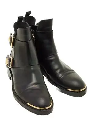 LOUIS VUITTON Buckled Leather Ankle Boots - Black