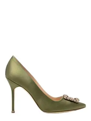 Manolo Blahnik Hangisi Crystal-buckle Pumps - Green