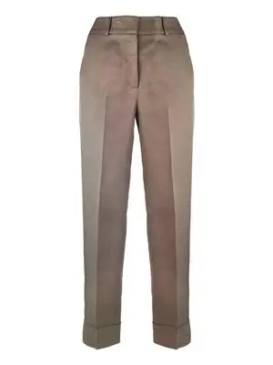 Peserico Pressed Crease Turn-up Trousers - Neutrals
