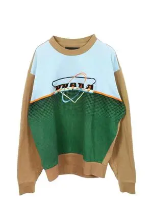 Prada Beige Graphic Print Crew Neck Long Sleeve Sweater - Neutrals
