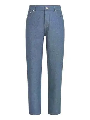 Brunello Cucinelli Virgin Wool Flannel Five-pocket Trousers - Blue