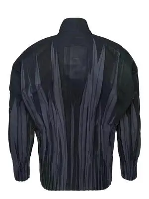 Issey Miyake S Pleated High-neck Jacket - Black