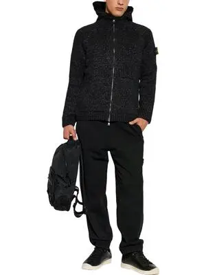 Stone Island Logo Patch Hooded Jacket - Black