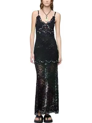 Rabanne Lace Sequin-embellished Dress - Black