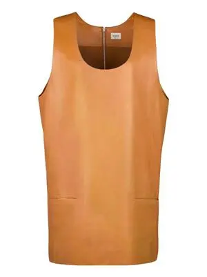 TOD'S Scoop Neck Leather Dress - Orange