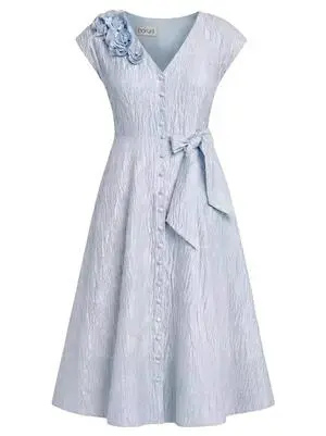 BARUNI Johara Floral-appliqué Midi Dress - Blue