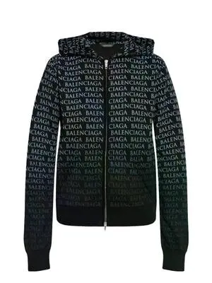 Balenciaga Printed Hoodie - Black