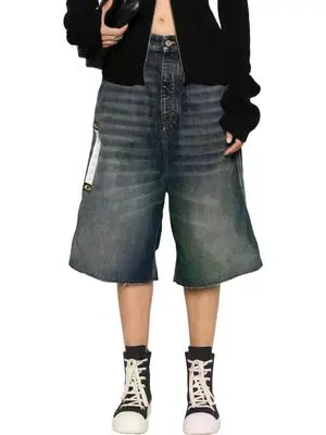 Balenciaga Frayed Hem Denim Shorts - Blue