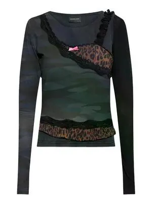 BALENCIAGA Balenciaga Panelled Camouflage Lace Trim Top