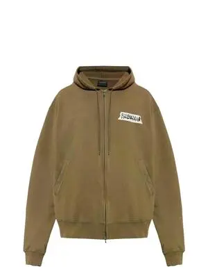 Balenciaga Masking Tape Zip-up Hoodie - Brown